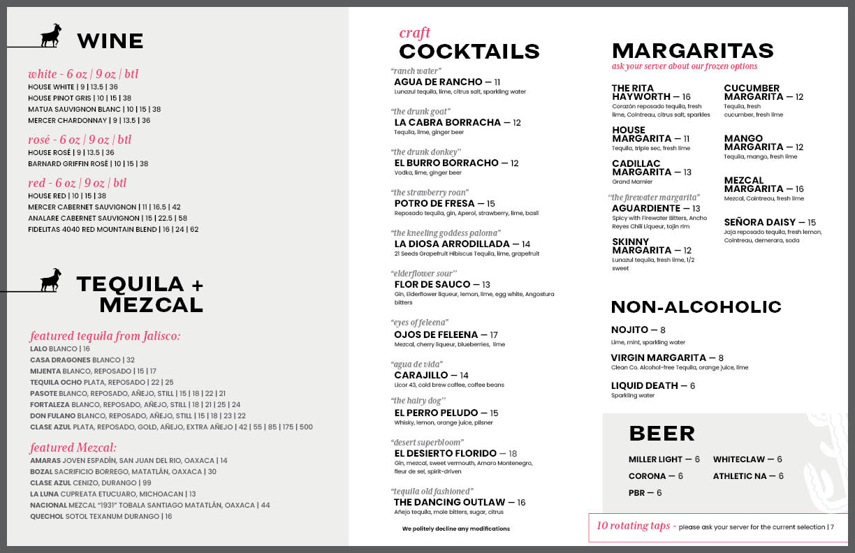 Menus - Perch Cantina