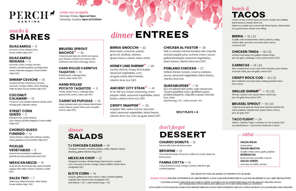 Menus - Perch Cantina