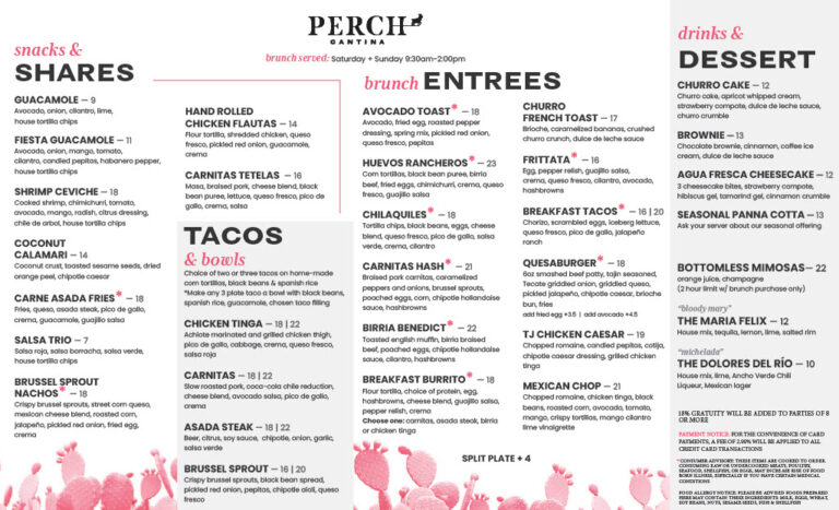 Menus - Perch Cantina